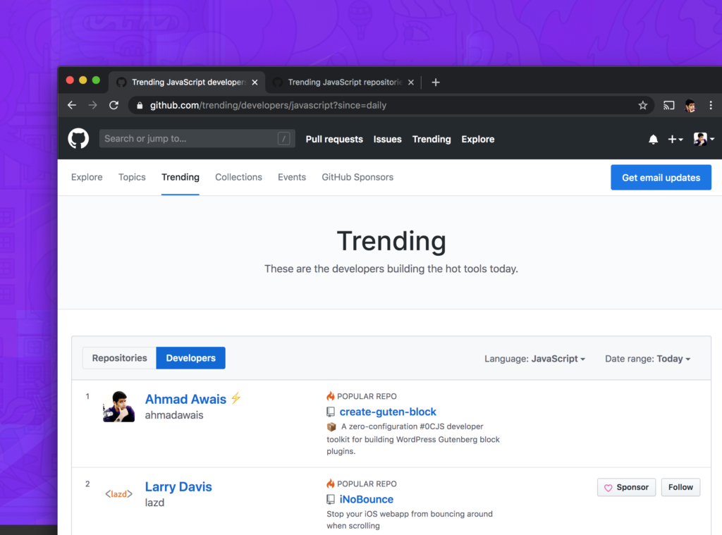 1 Javascript Developer On Github Trending Worldwide